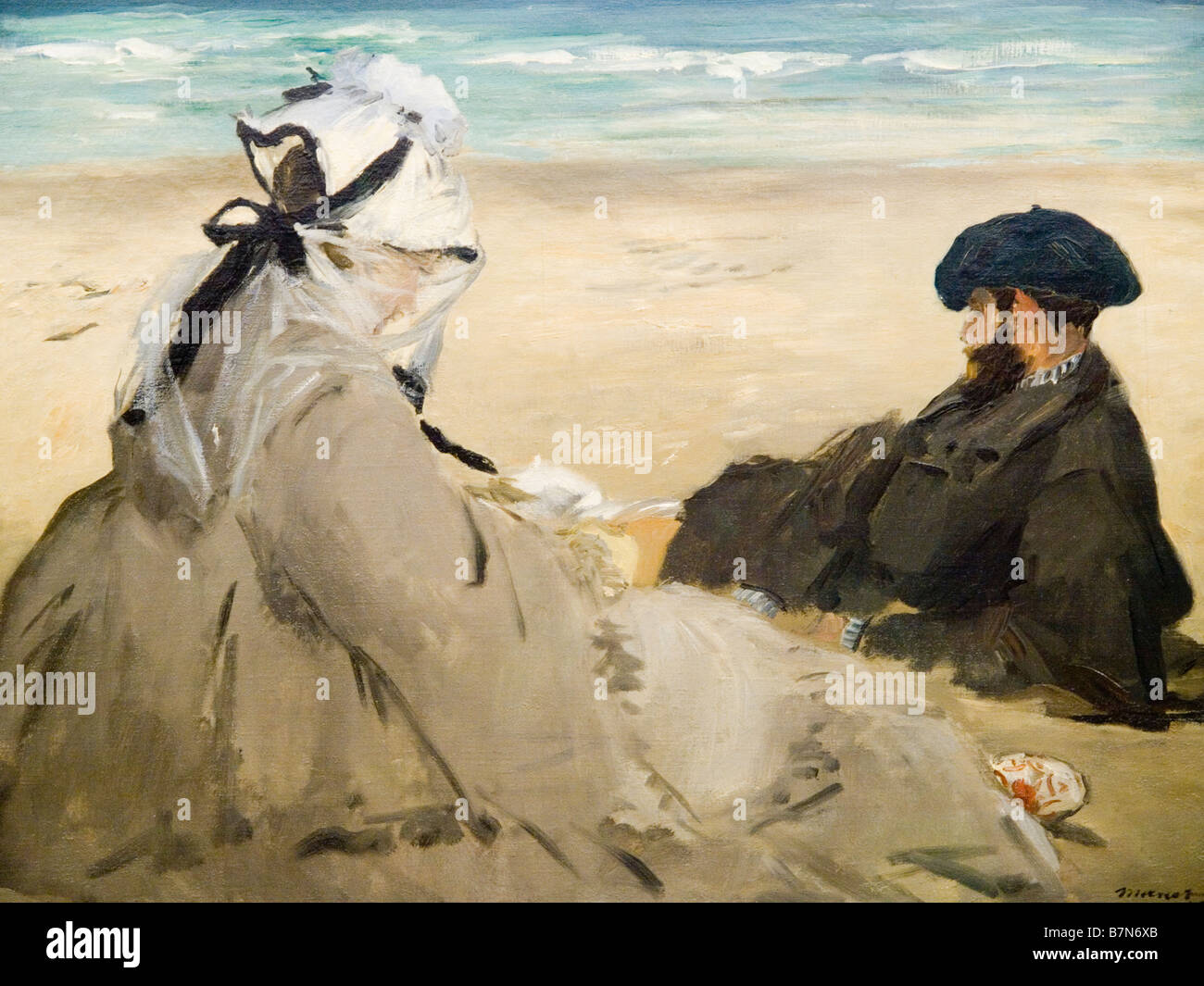 On the Beach by Edouard Manet, Musee d'Orsay in Paris France Europe ...