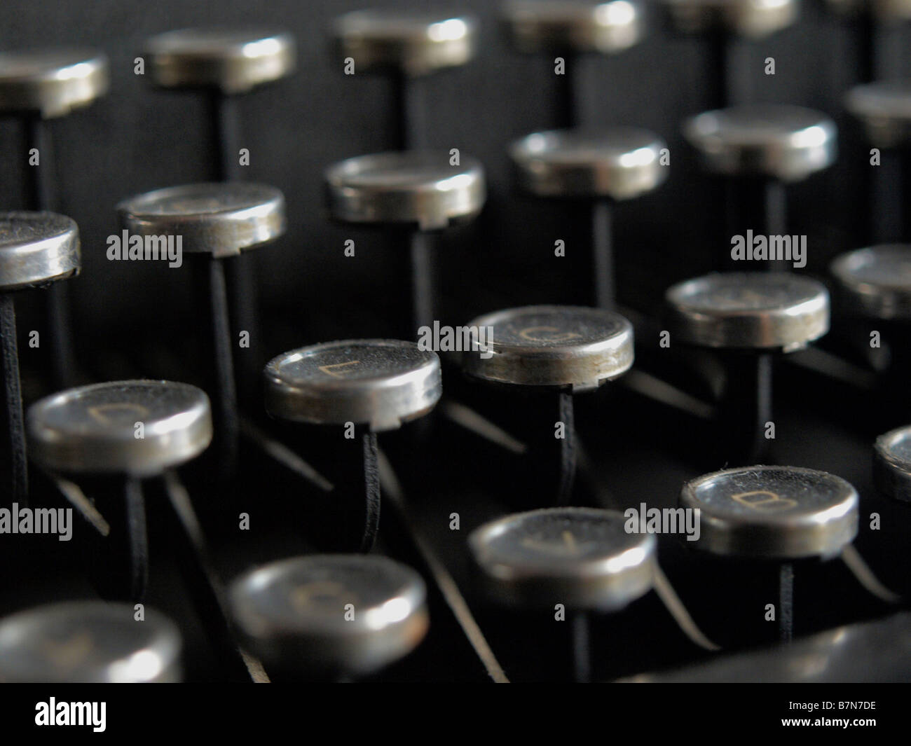 Keys on a vintage typewriter, close up view Stock Photo - Alamy