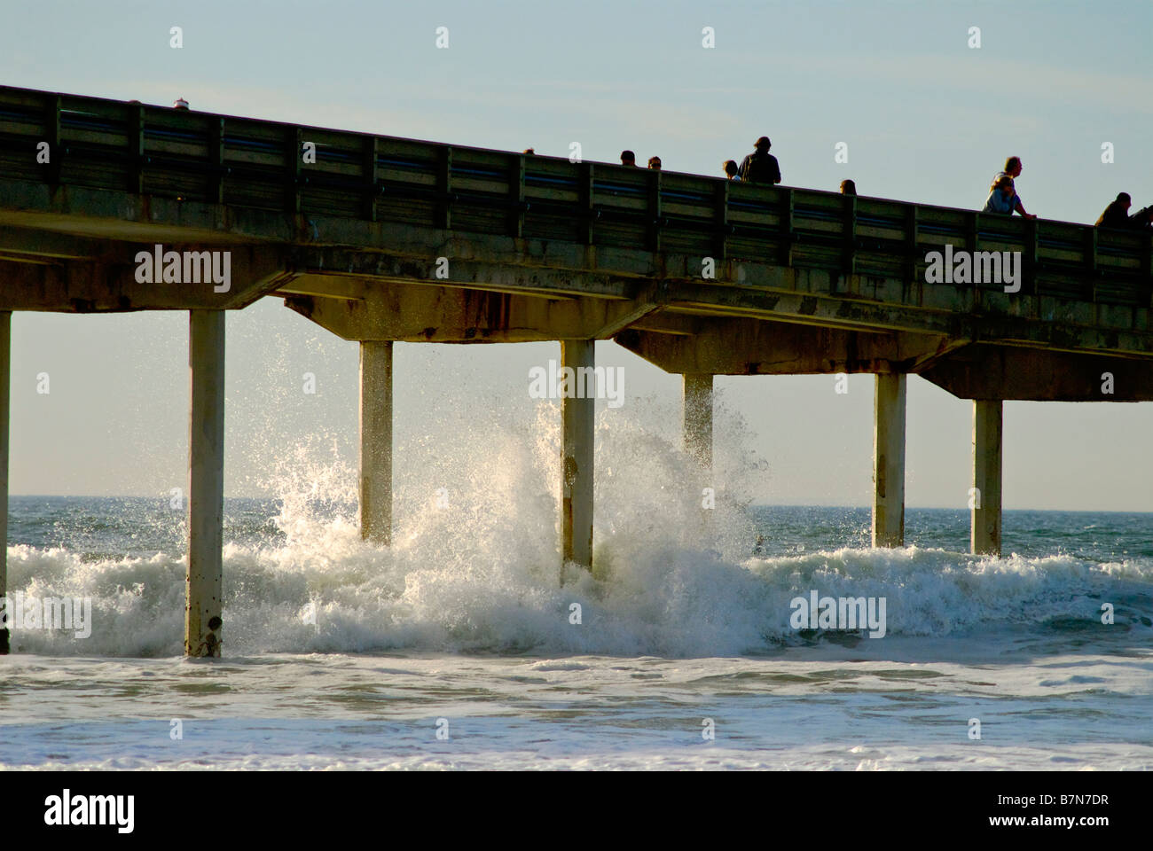 splash at base of OB Pier Stock Photo - Alamy
