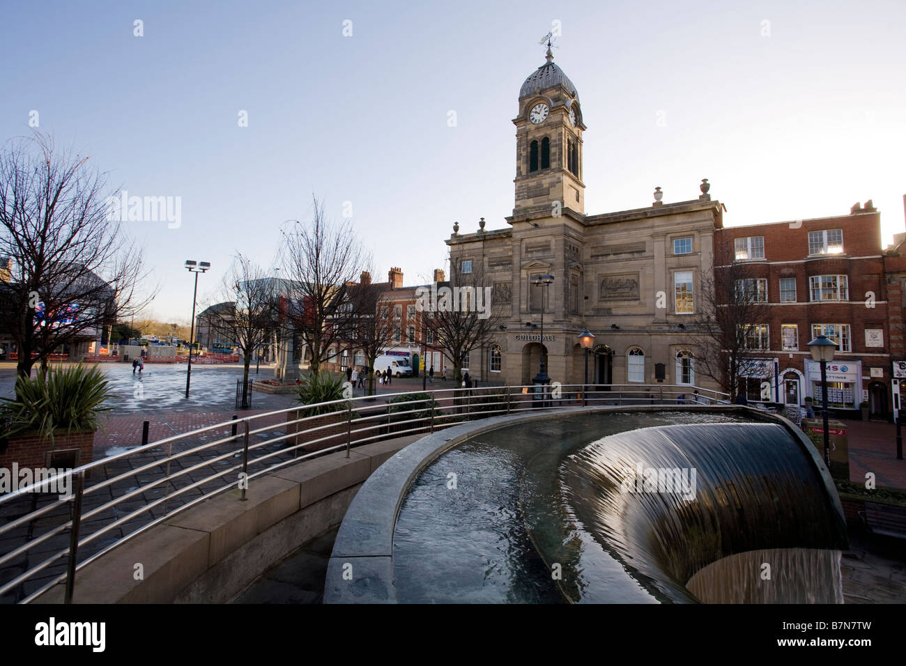 The Iconic Derby Waterfall feature and Guildhall building in the Market ...