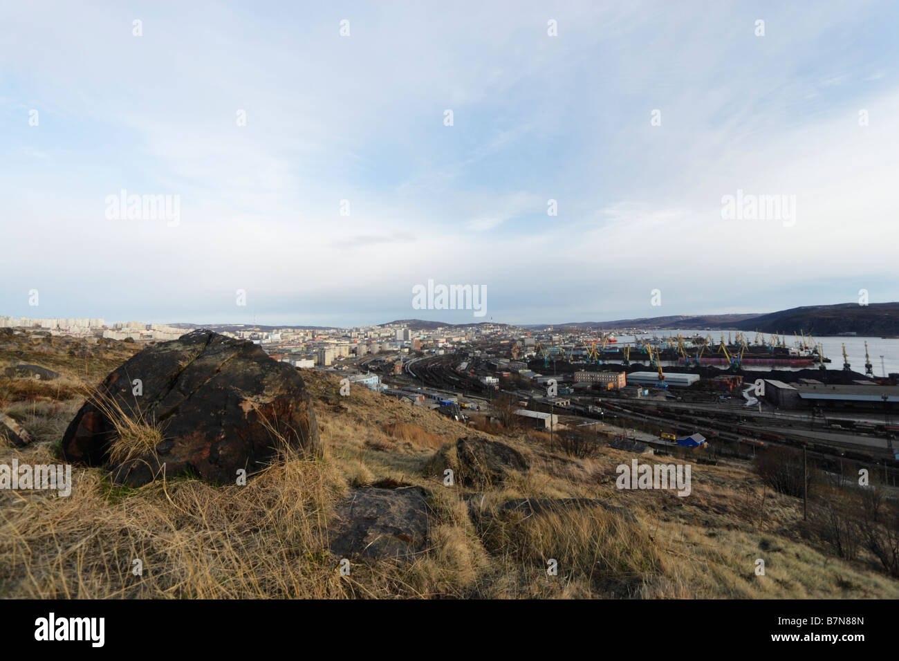 Downtown Murmansk, view from Green Cape. Arctic, Kola Peninsula, Russia ...