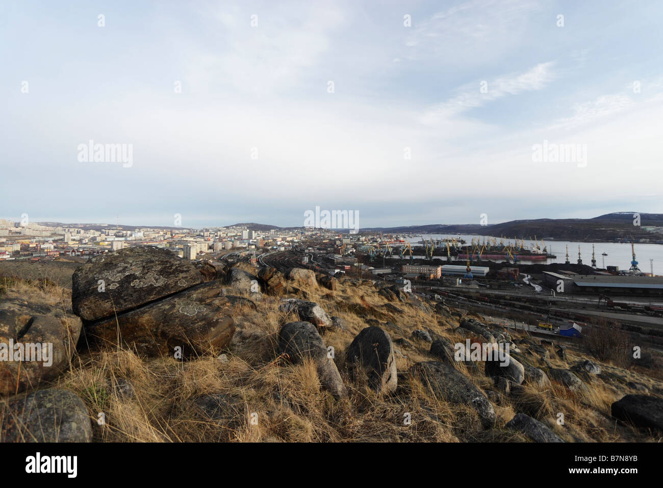 Downtown Murmansk, view from Green Cape. Arctic, Kola Peninsula, Russia ...