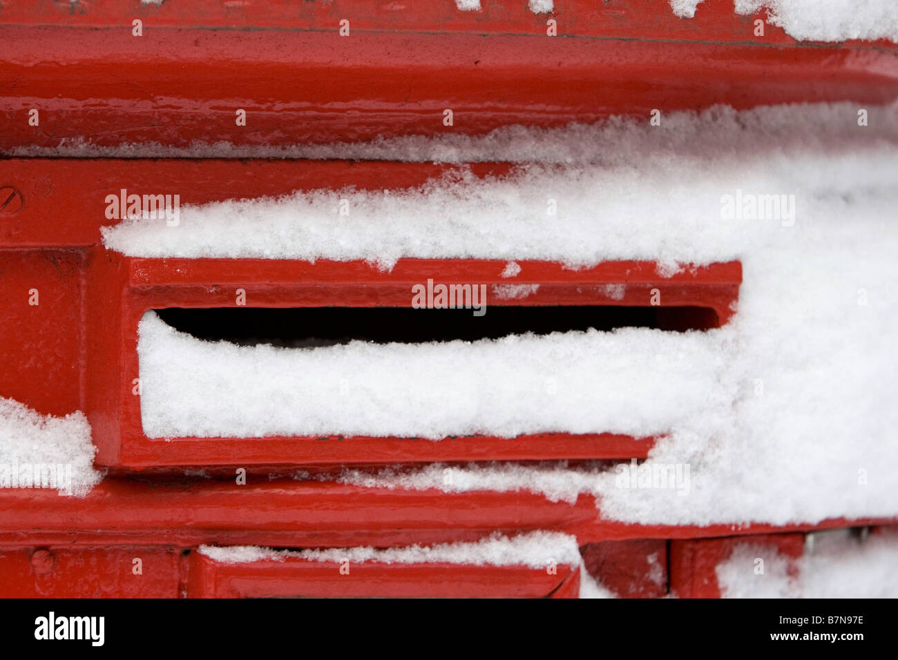 Snow Scenes in the Docklands Area of London February 2009 Red Post Box ...