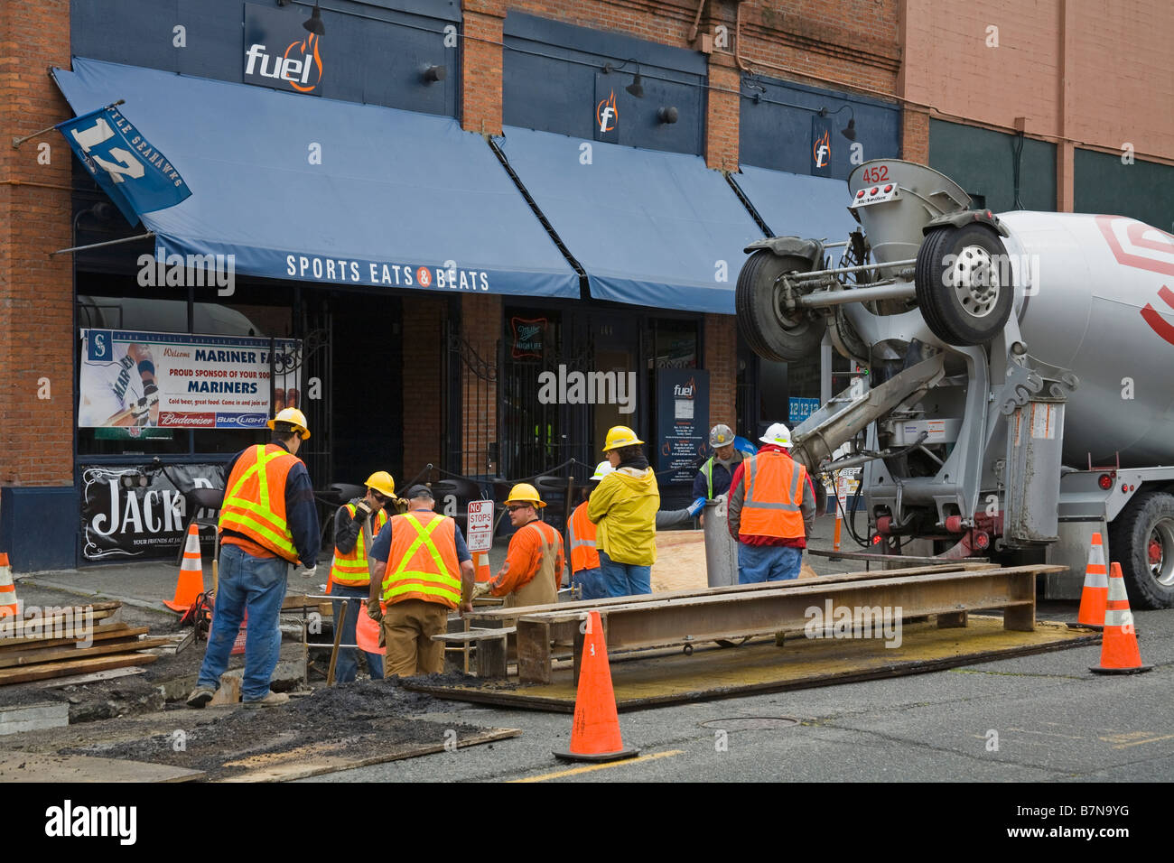 Road Construction in Pioneer Square District Seattle Washington State ...