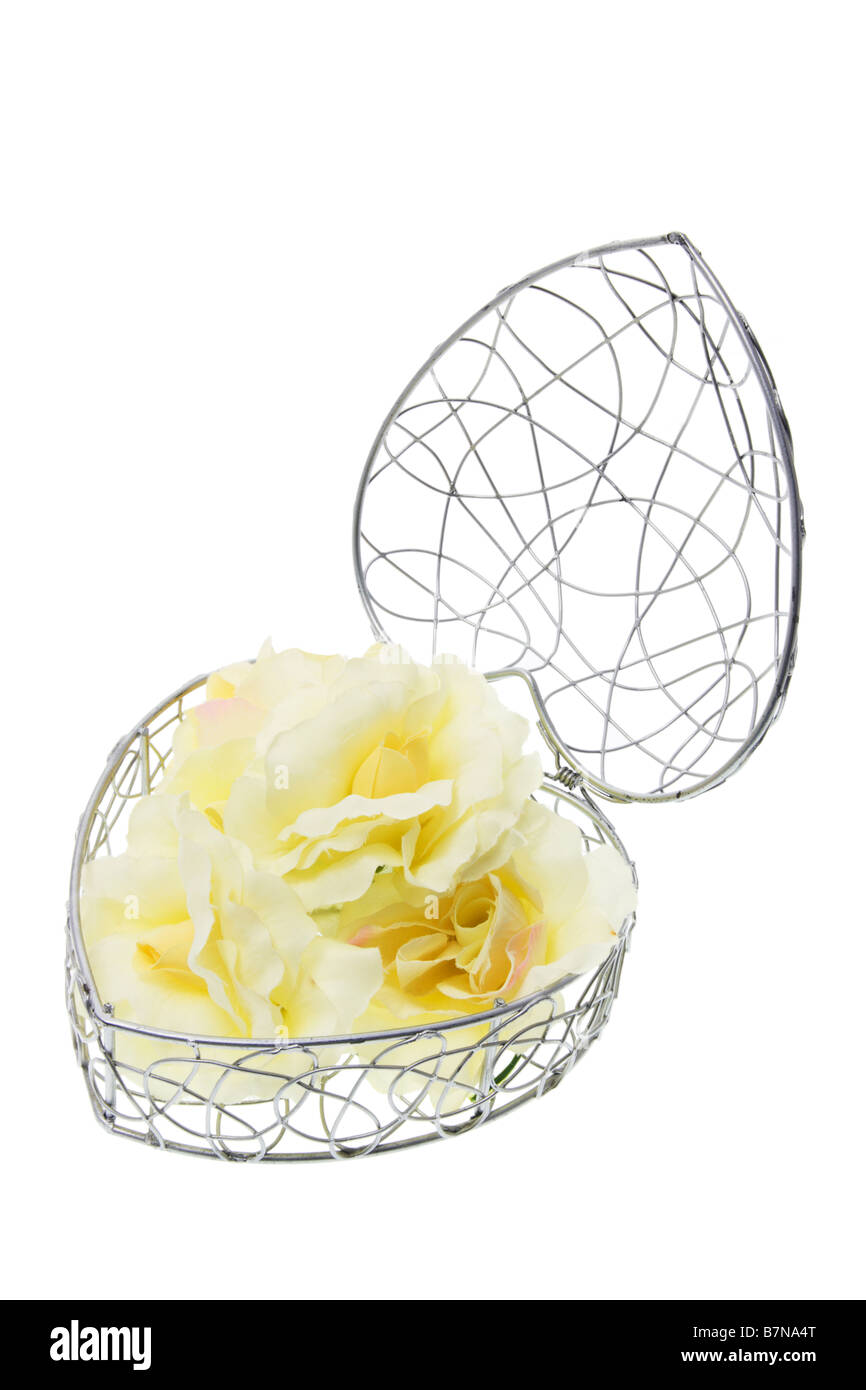 Yellow Roses in Heart-Shaped Box Stock Photo - Alamy