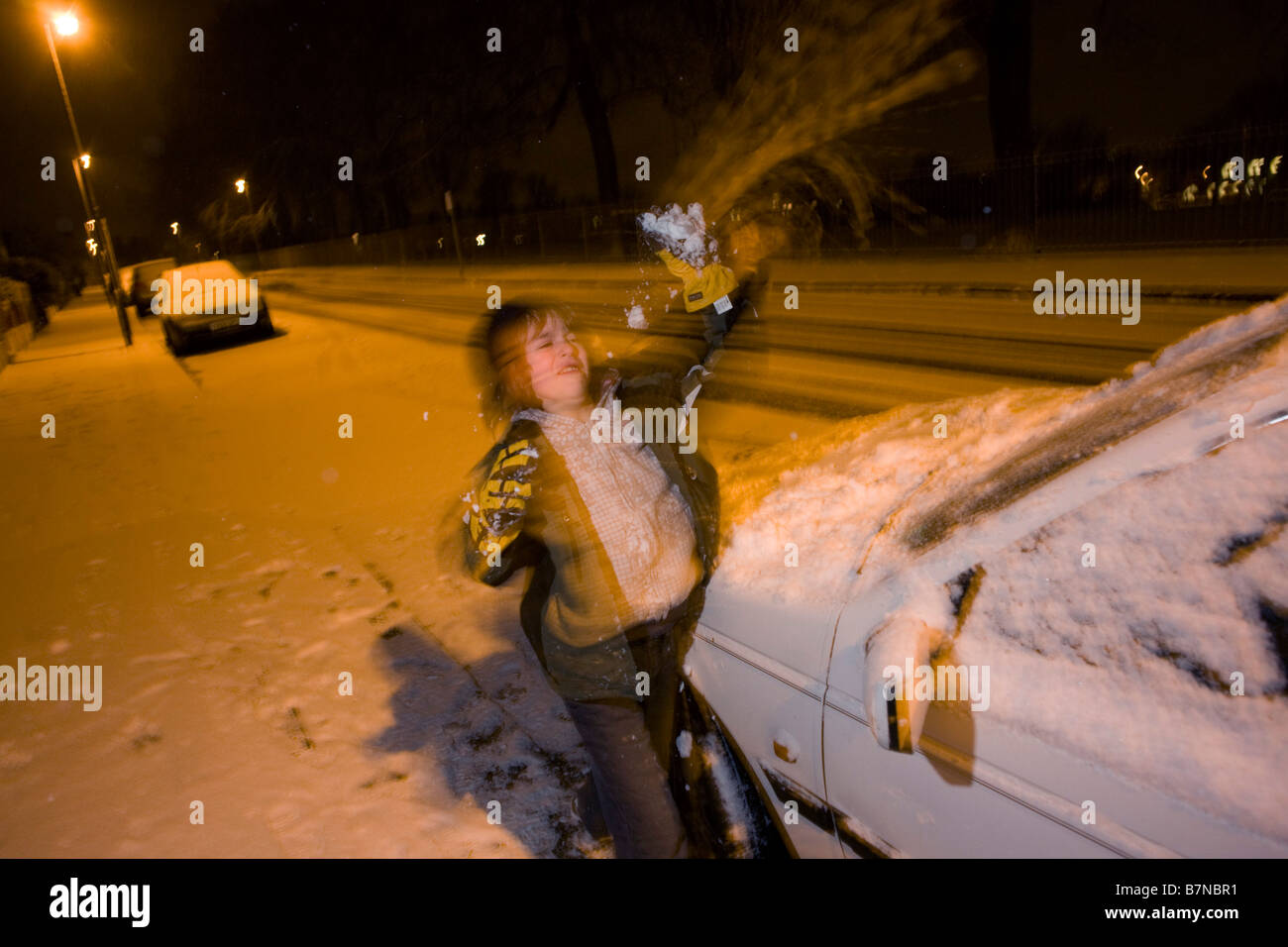 Snow Night Time Shower