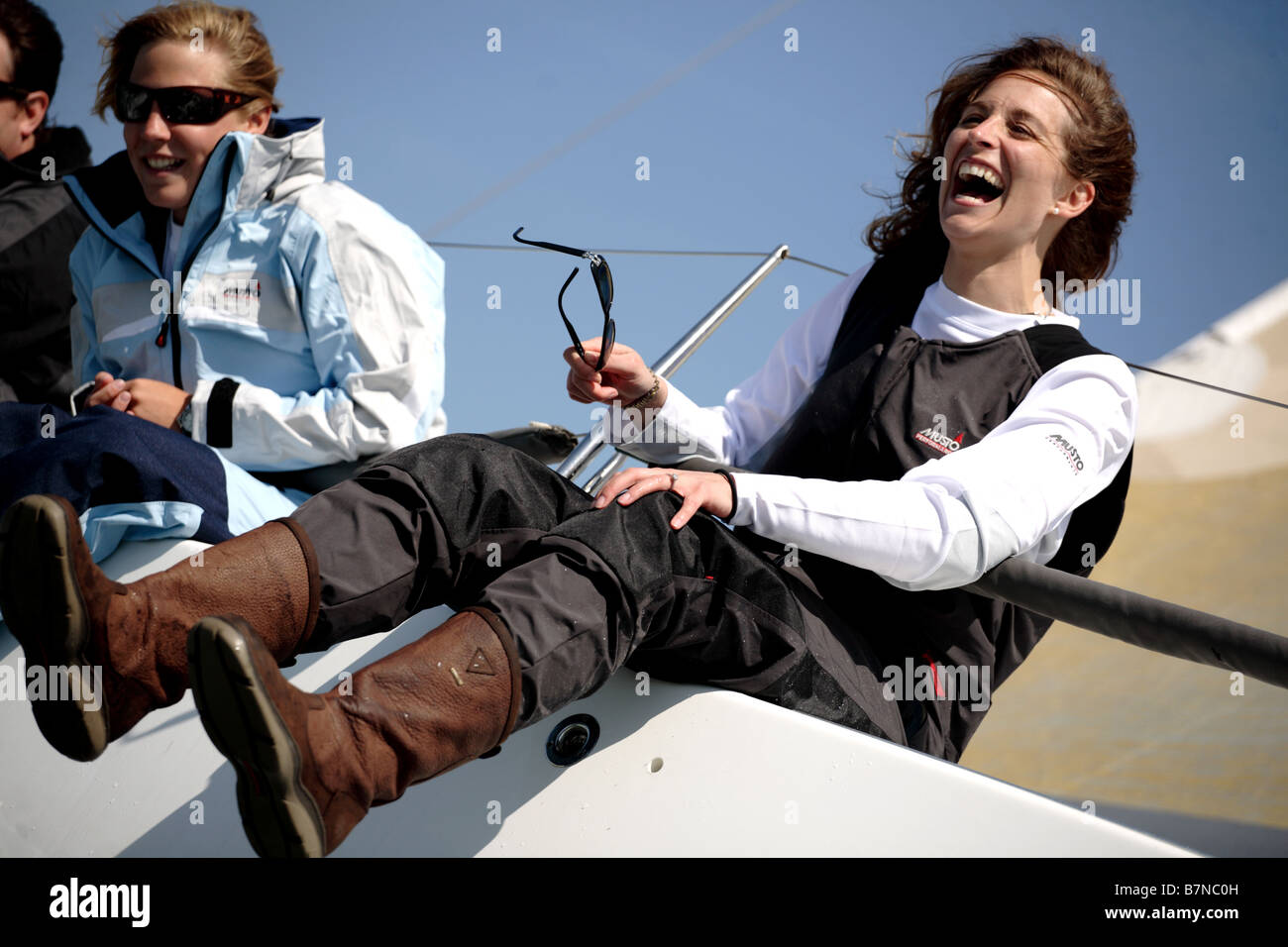 2 female sailors having fun on a Yacht Stock Photo - Alamy