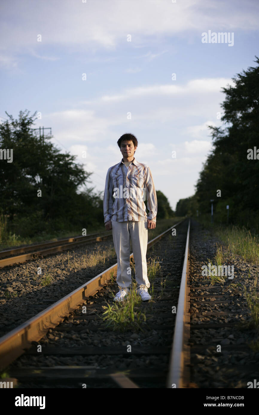 Person on railway track hi-res stock photography and images - Alamy
