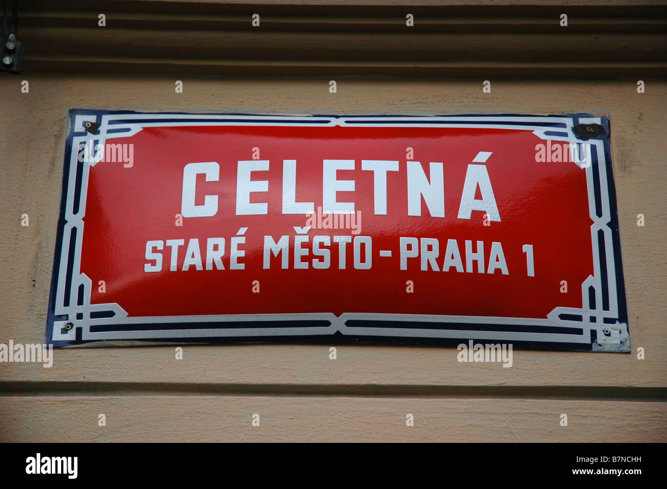 A red street sign in Prague, Czech Republic Stock Photo - Alamy