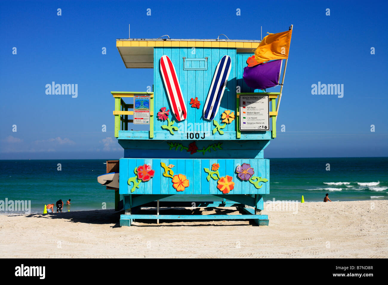 A colorful lifeguard shack on Miami Beach, Florida Stock Photo - Alamy