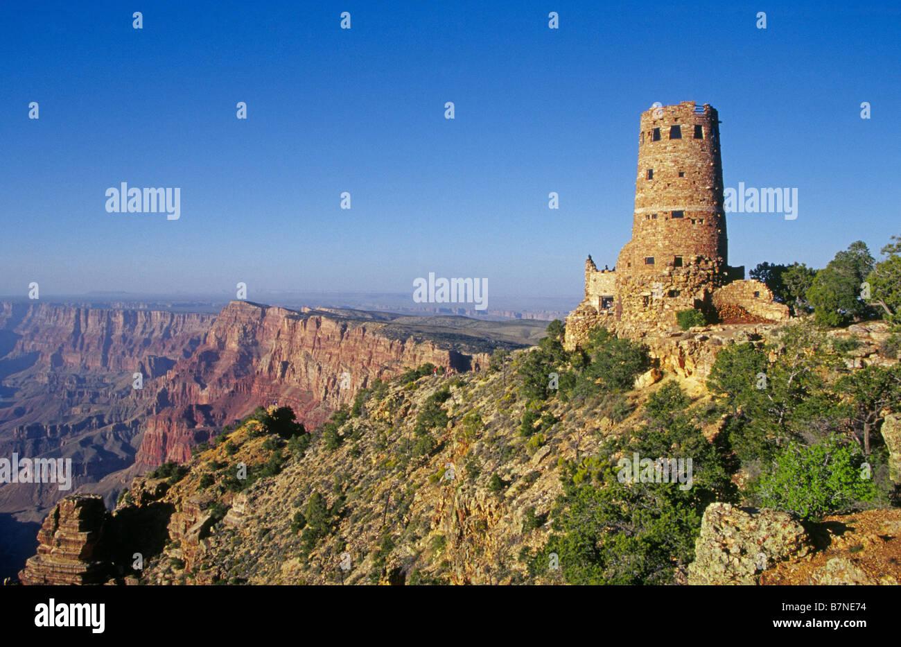 The stone tower at Desert View on the south rim of the Grand Canyon ...