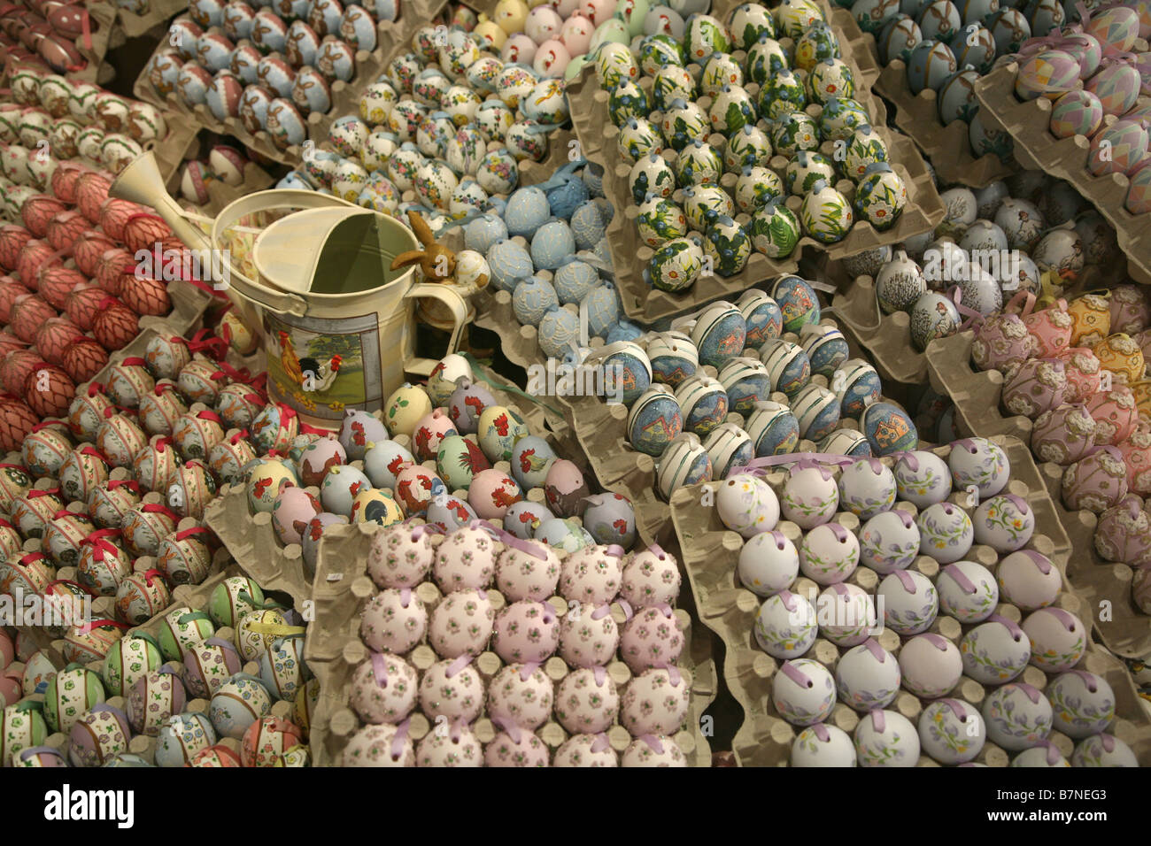 Hand painted Easter Eggs in a souvenir shop in the historic centre of ...