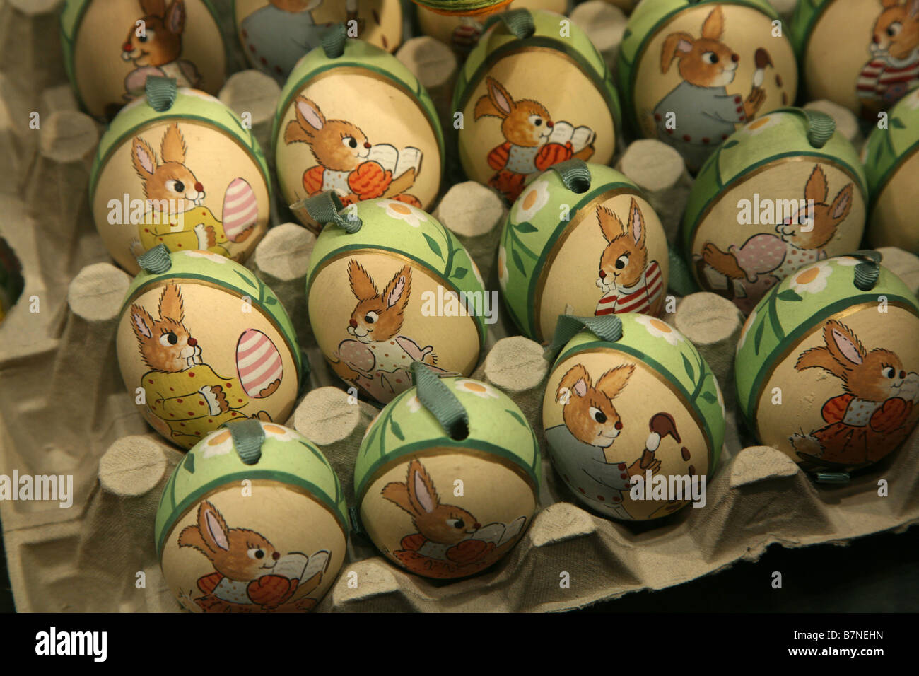 Hand painted Easter Eggs in a souvenir shop in the historic centre of ...
