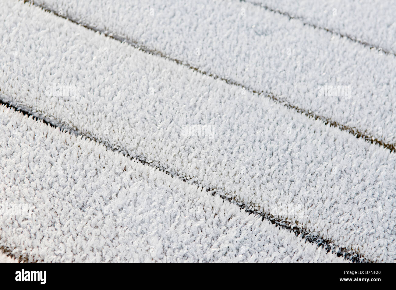 Heavy frost on a park bench Stock Photo - Alamy