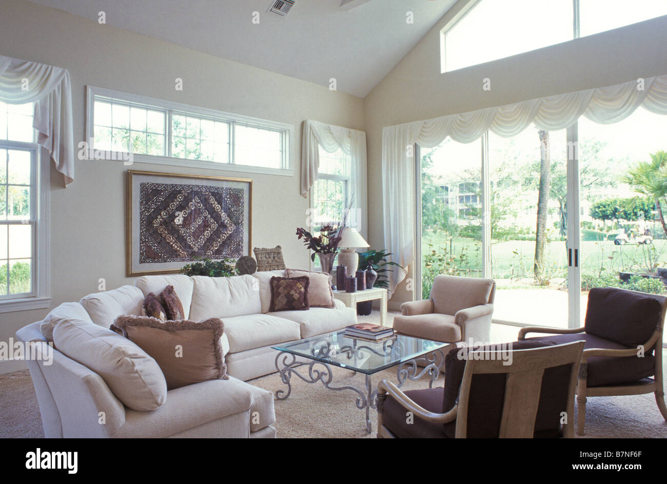 Home pillows and seating inside with windows and cushions hi-res stock ...