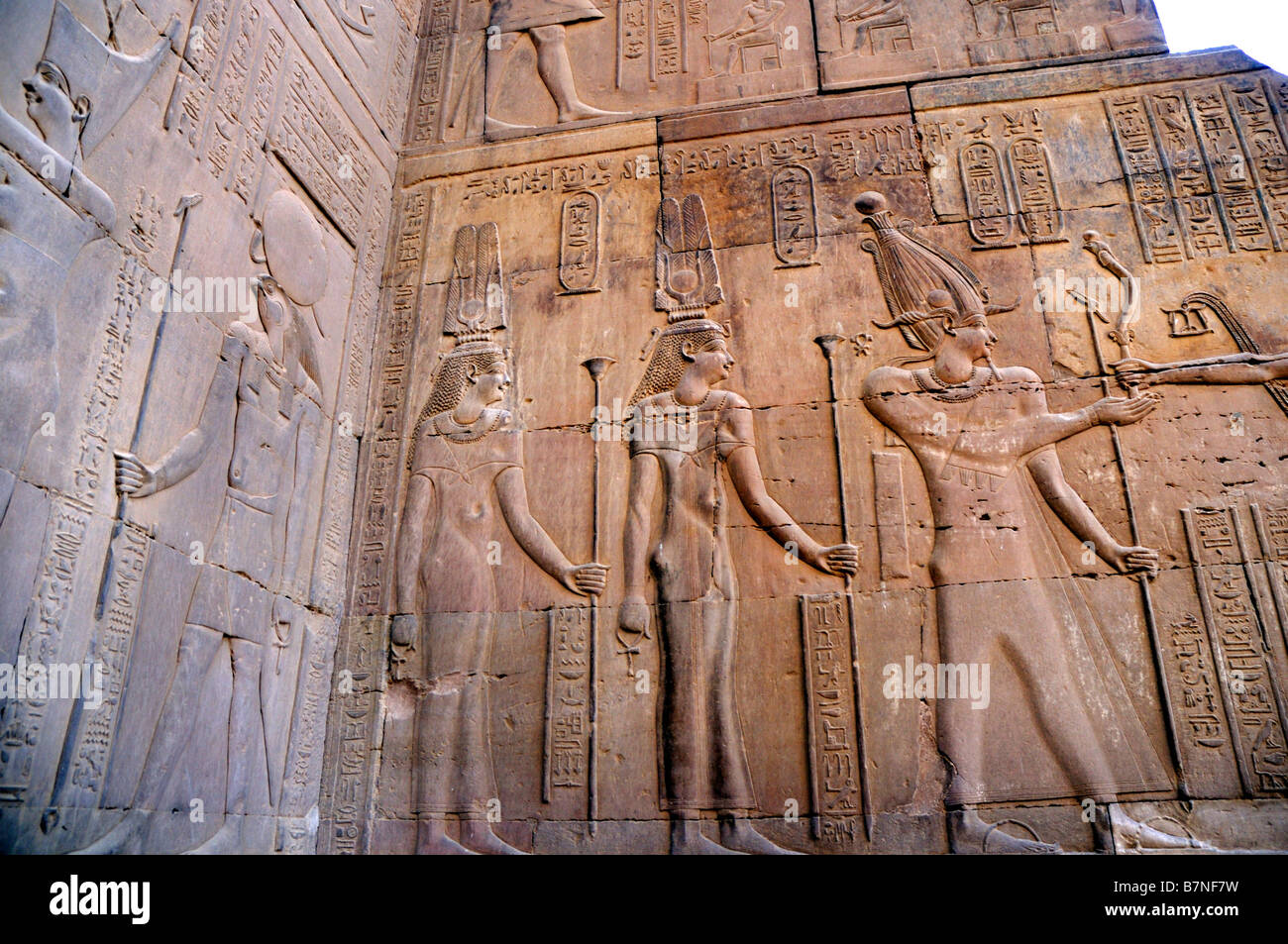 Carving of Cleopatra at the temple to Crocodile God Sobek at Kom Ombo ...