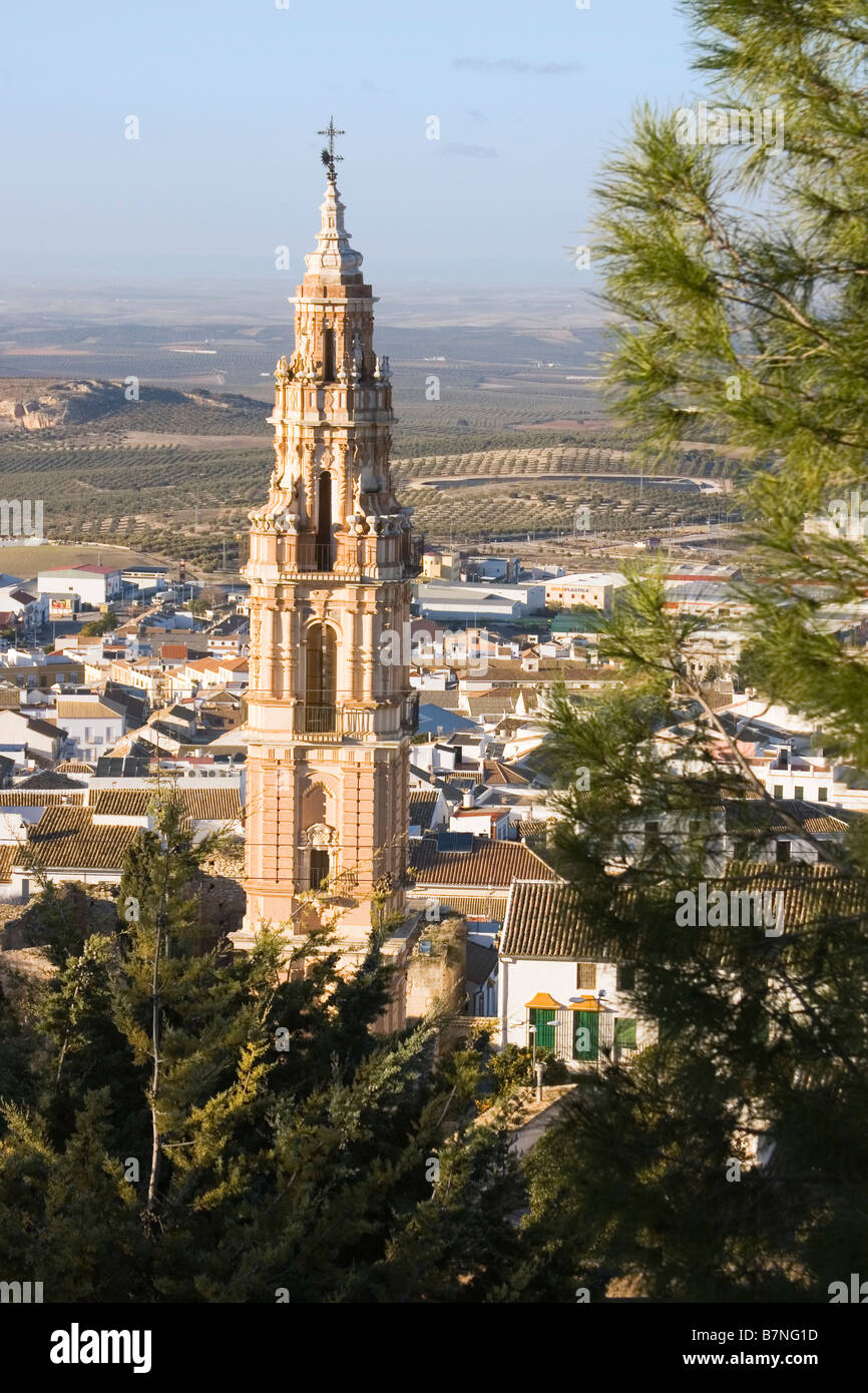 Estepa Seville Province Spain Torre de la Victoria and view over town ...