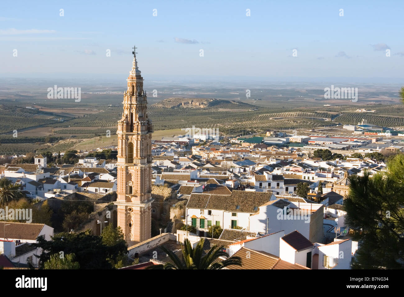 Estepa Seville Province Spain Torre de la Victoria and view over town ...