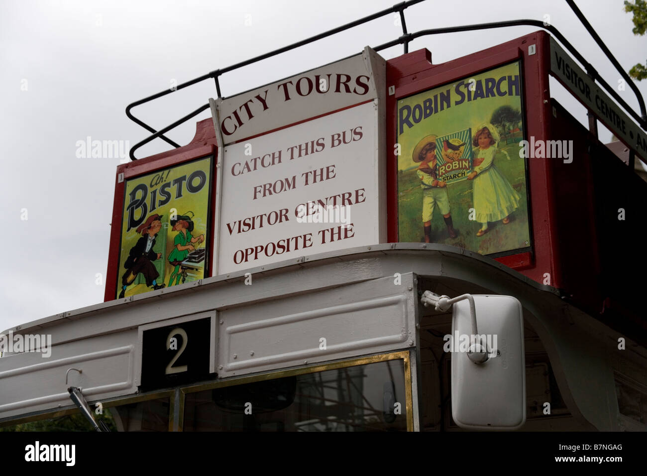 Old bus, the Pride of Chester, parked by the cathedral in the centre of ...