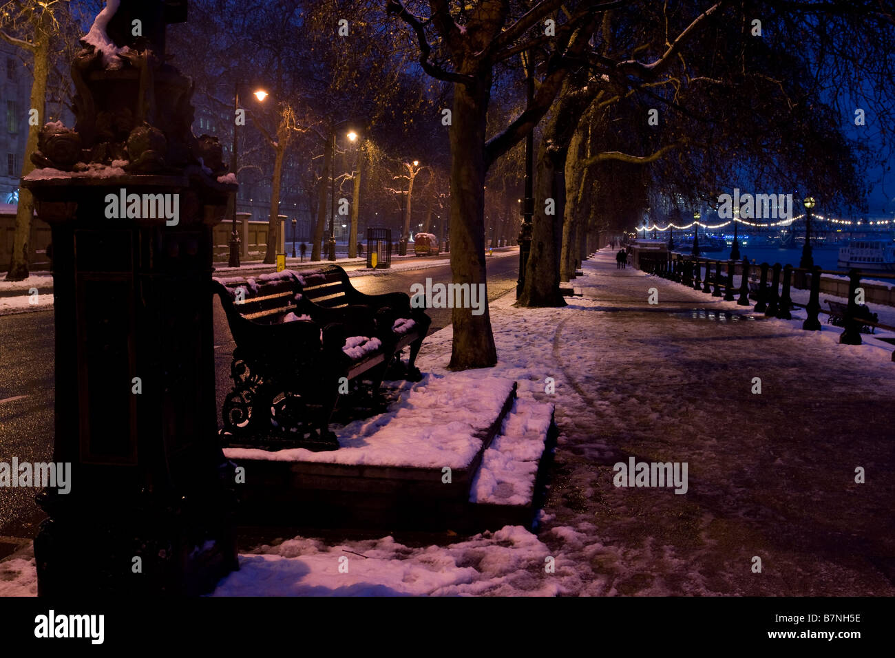 View of Victoria Embankment at night, London, England, UK Stock Photo ...