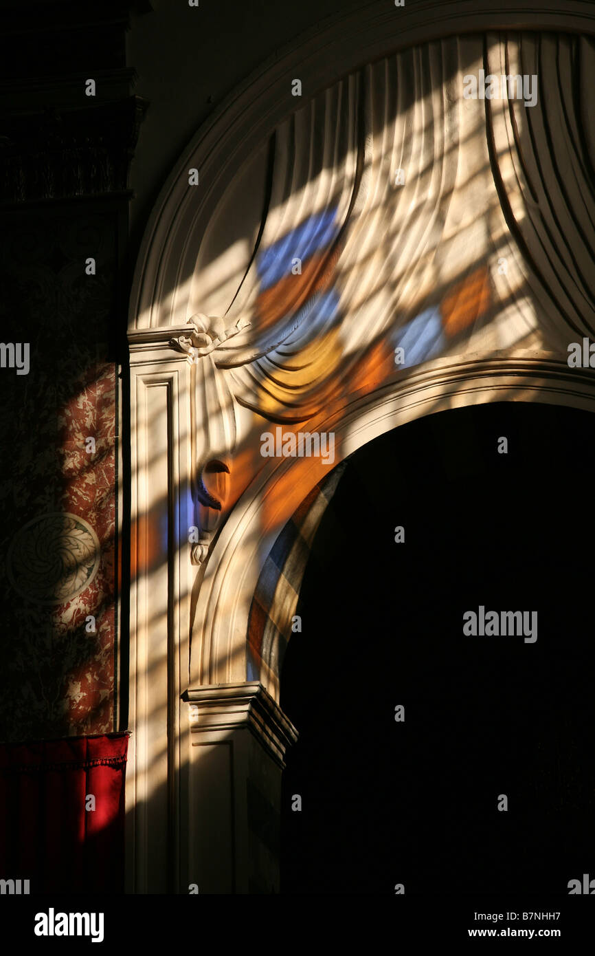 Stained-glass window shadow in the Amalfi Cathedral in Campania, Italy ...