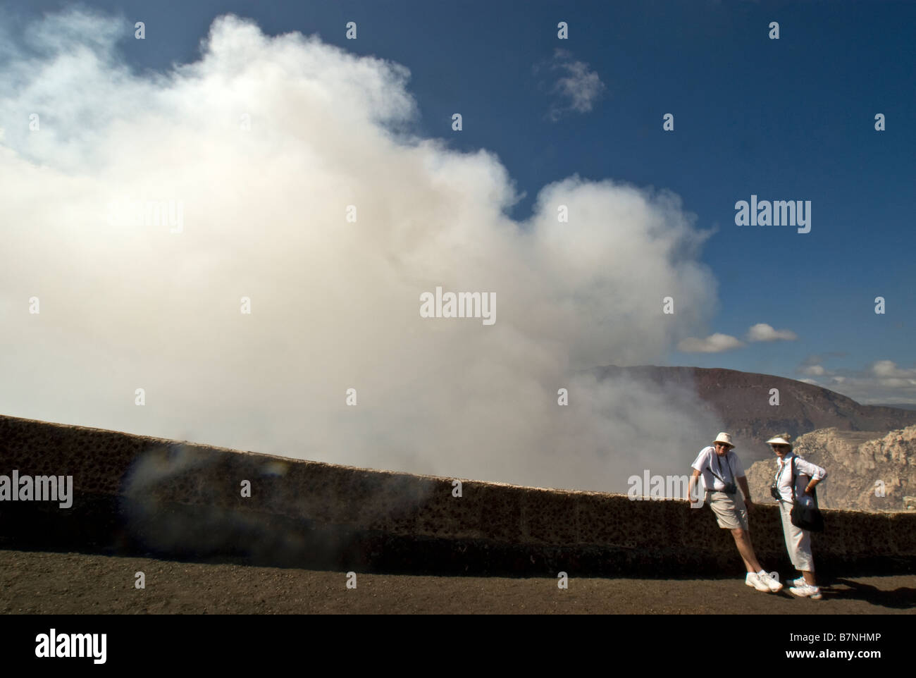 Masaya, active shallow shield volcano, National Park visitors on ...
