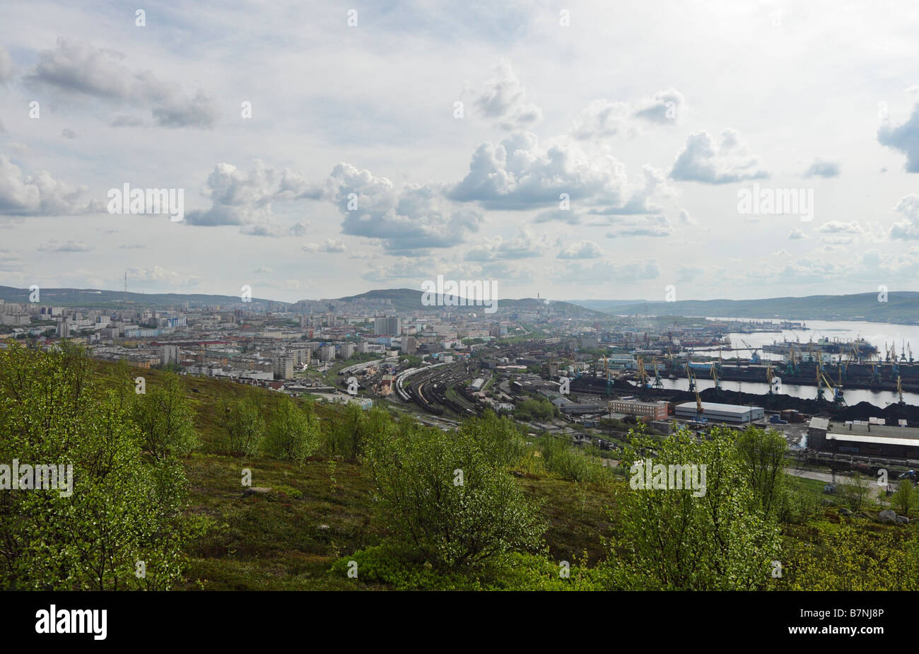 Downtown Murmansk, view from Green Cape. Arctic, Kola Peninsula, Russia ...