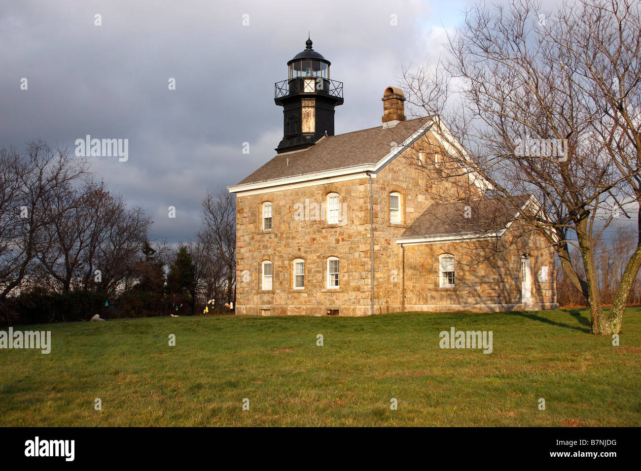 Old Field Lighthouse, north shore of Long Island, New York Stock Photo ...