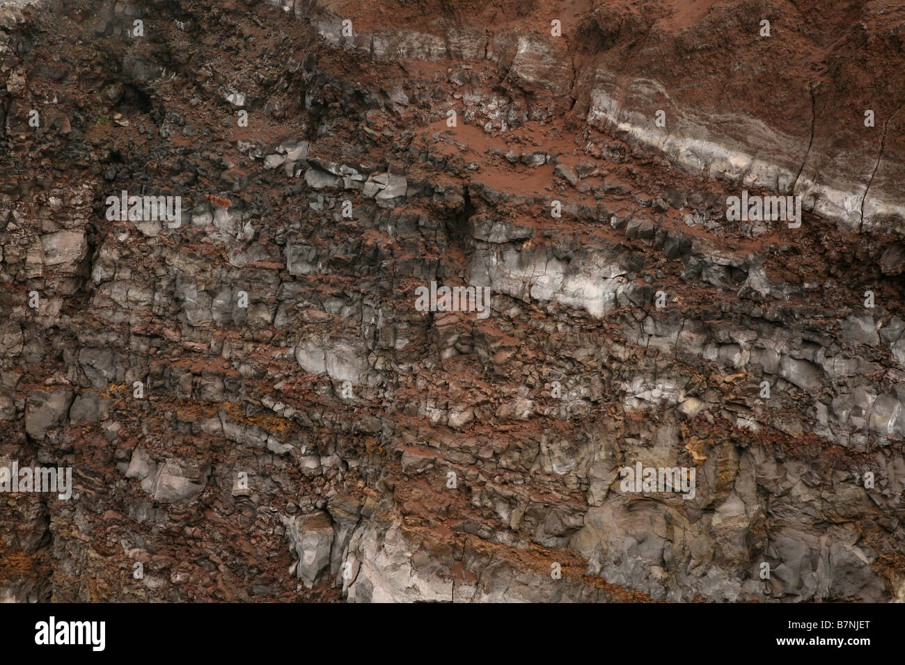 Mineral layers inside the crater of Mount Vesuvius in Campania, Italy ...