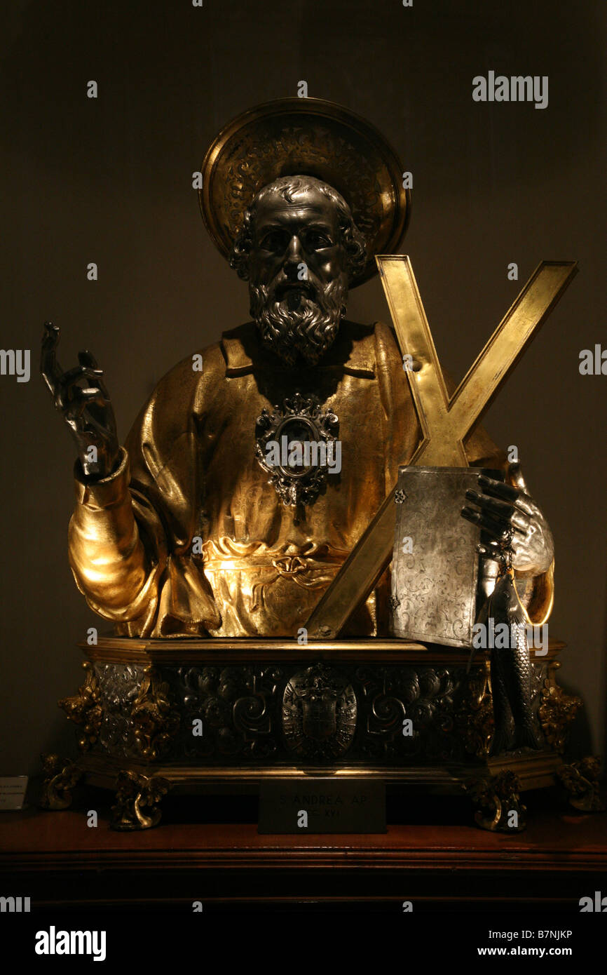 Silver reliquary with relics of Apostle St Andrew in the Amalfi ...