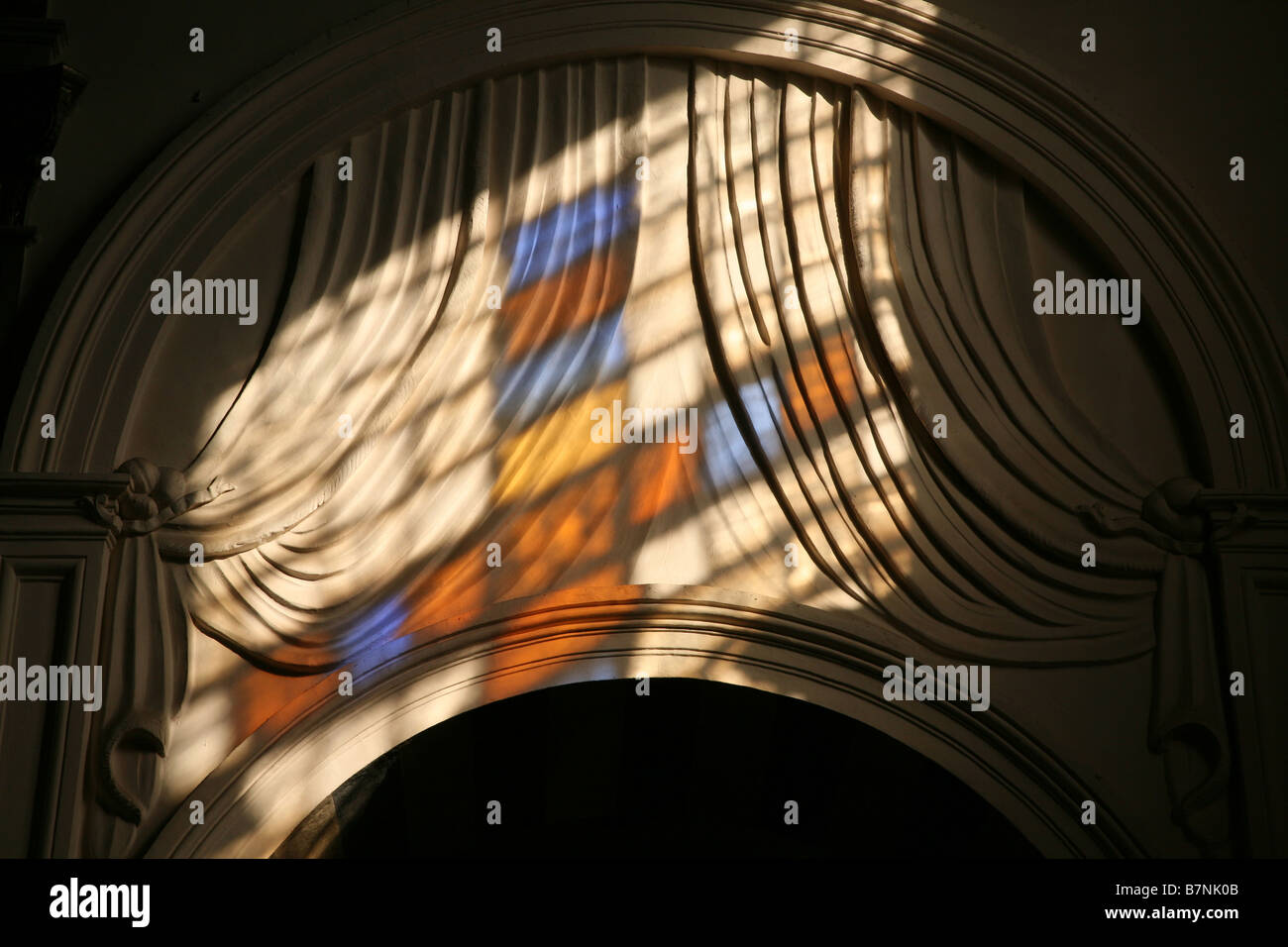 Stained-glass window shadow in the Amalfi Cathedral in Campania, Italy ...