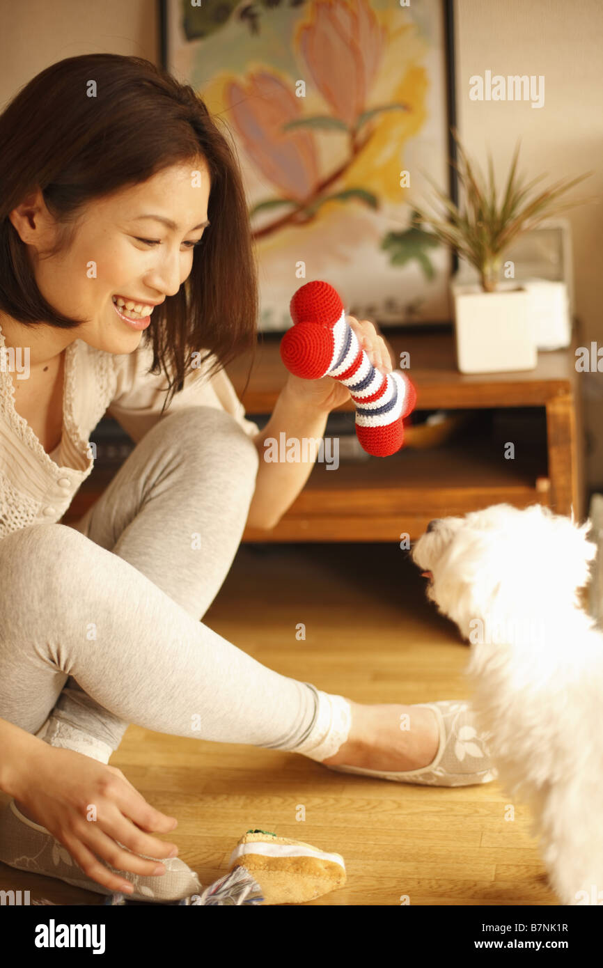 Woman lift dog hi-res stock photography and images - Alamy
