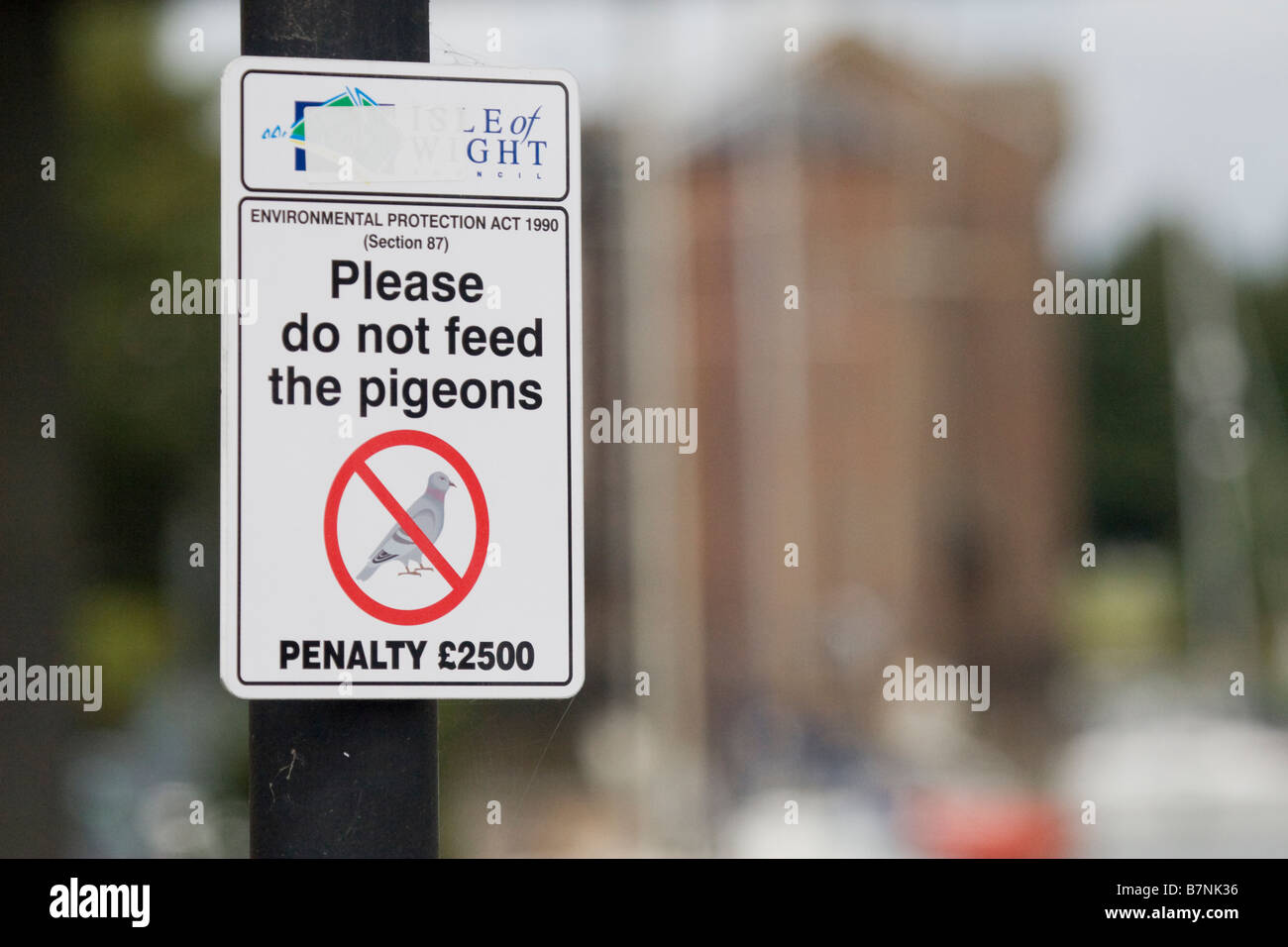 Please do not feed the pigeons sign Penalty £2500 Stock Photo - Alamy
