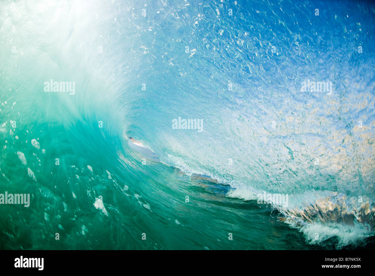 Inside a breaking wave at the beach. Zuma beach, California USA Stock ...