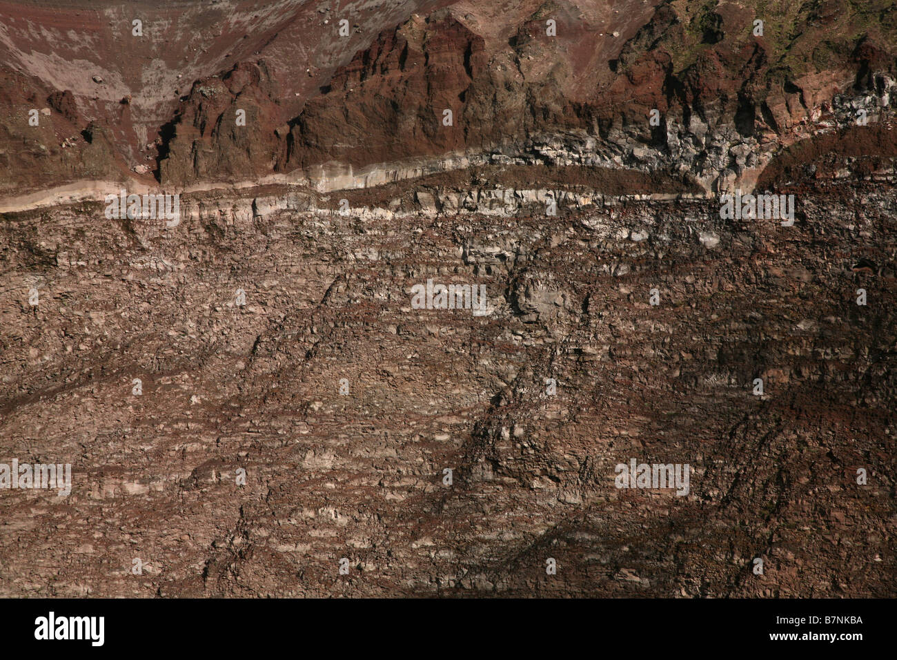 Mineral layers inside the crater of Mount Vesuvius in Campania, Italy ...