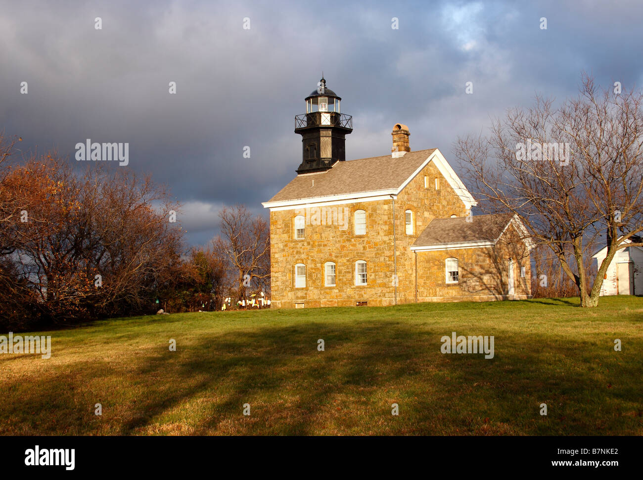 Old Field Lighthouse, north shore of Long Island, New York Stock Photo ...