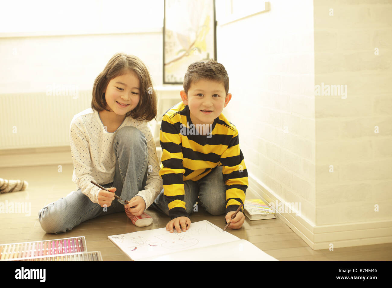 Children writing graffiti Stock Photo - Alamy