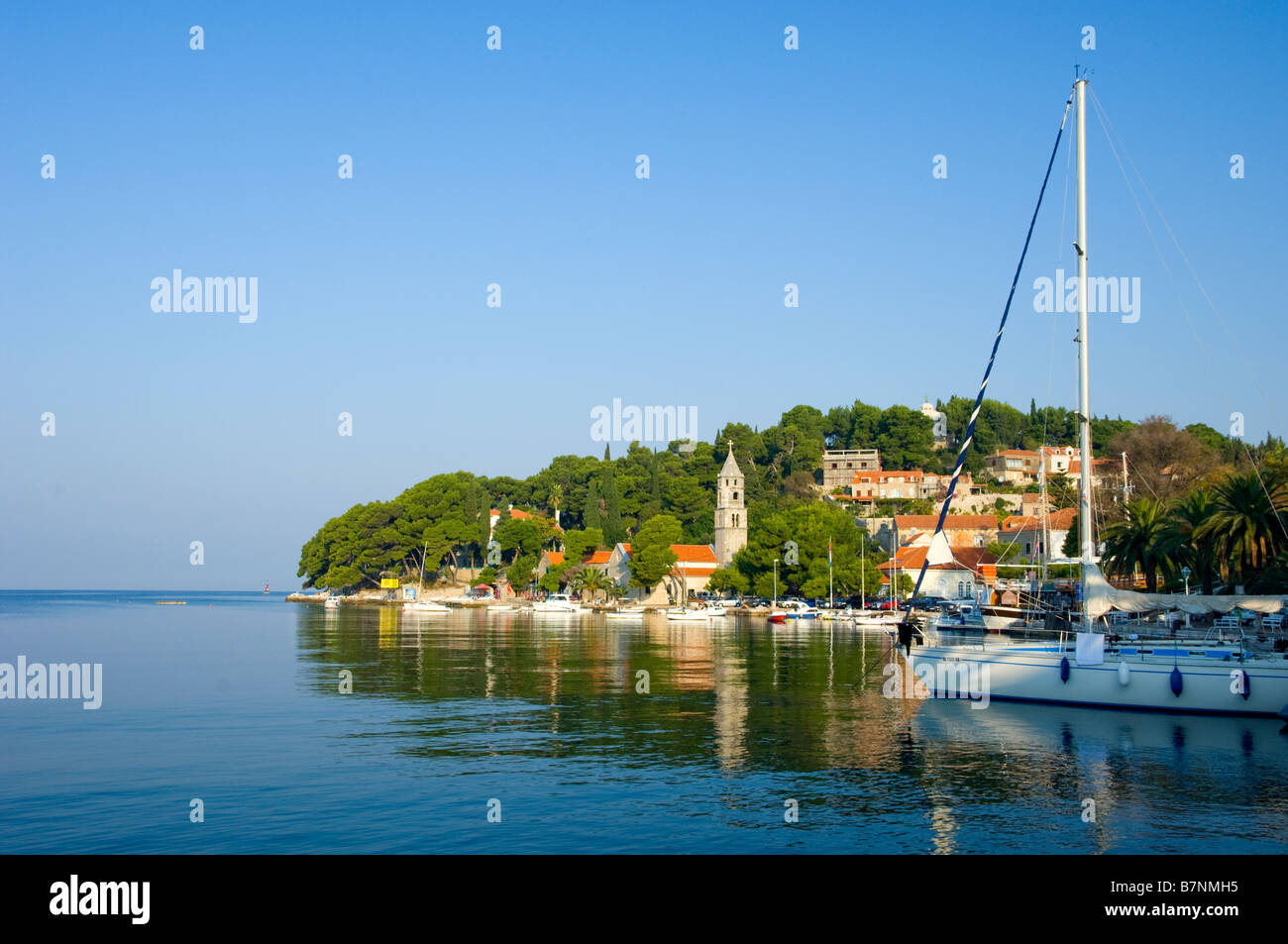 Harbour views of the small Croatian fishing village of Cavtat on the ...