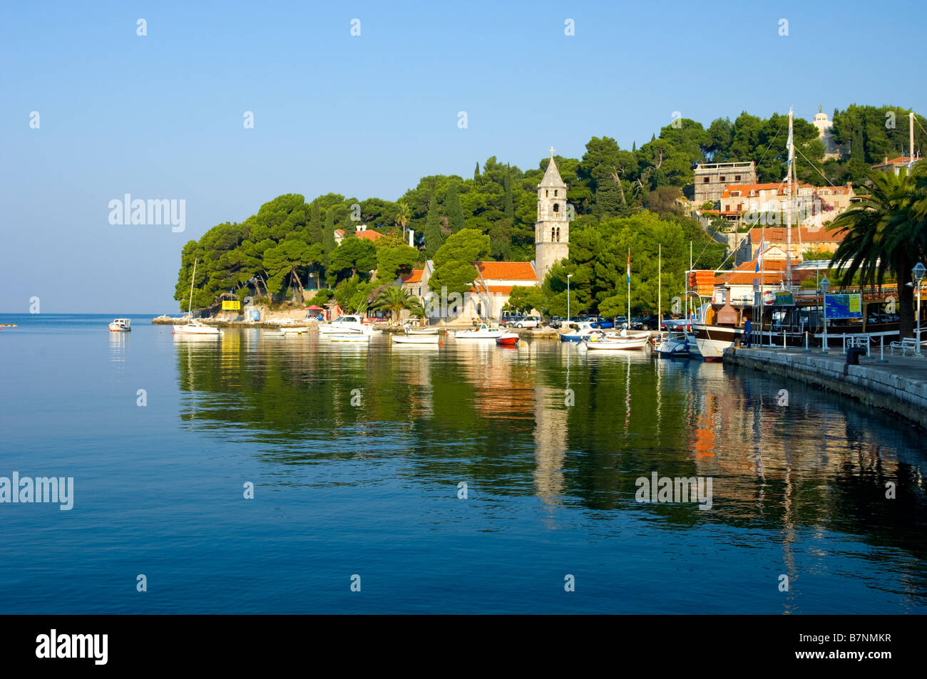 Harbour views of the small Croatian fishing village of Cavtat on the ...
