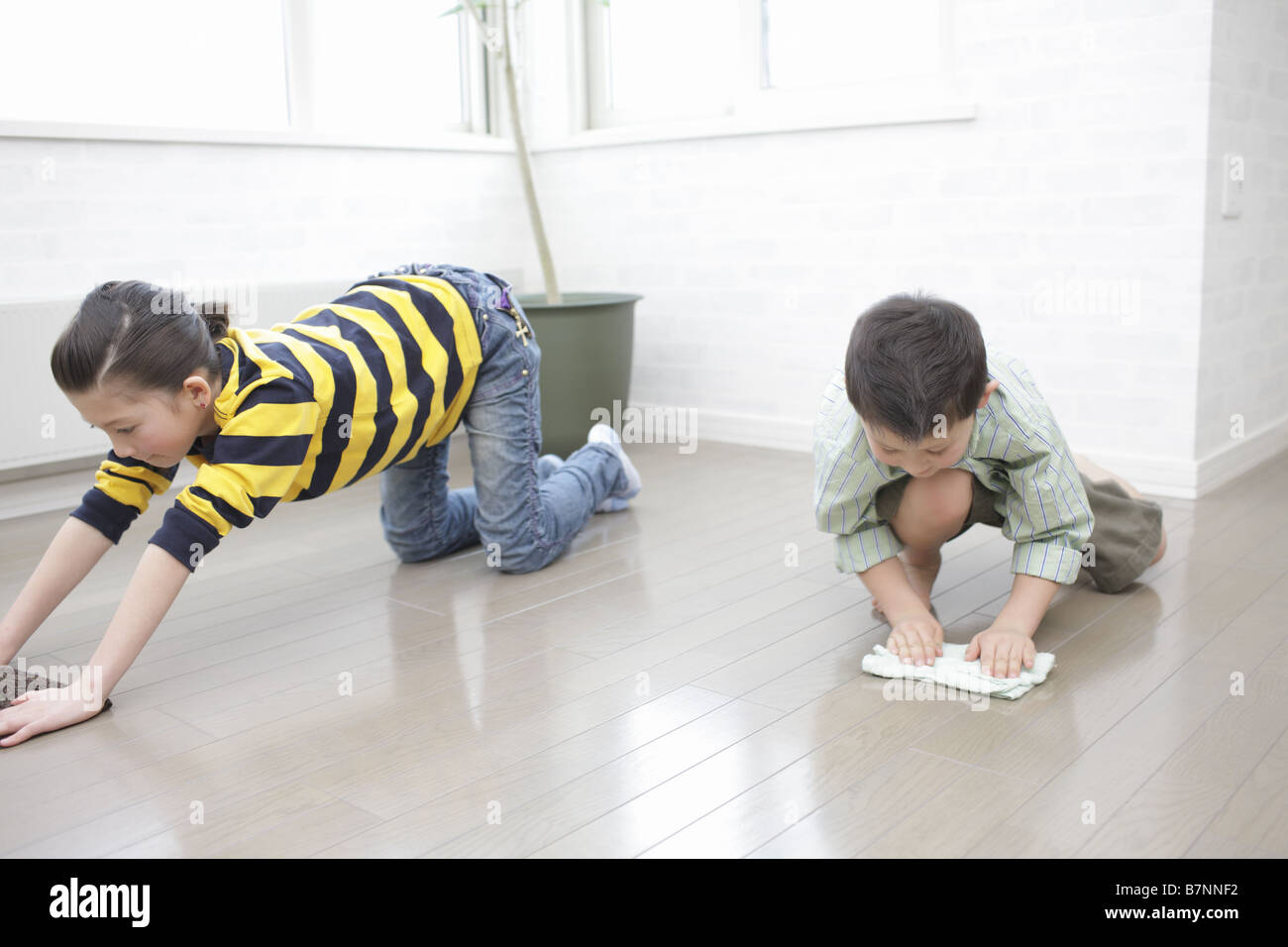 Old sister and brother cleaning up Stock Photo - Alamy