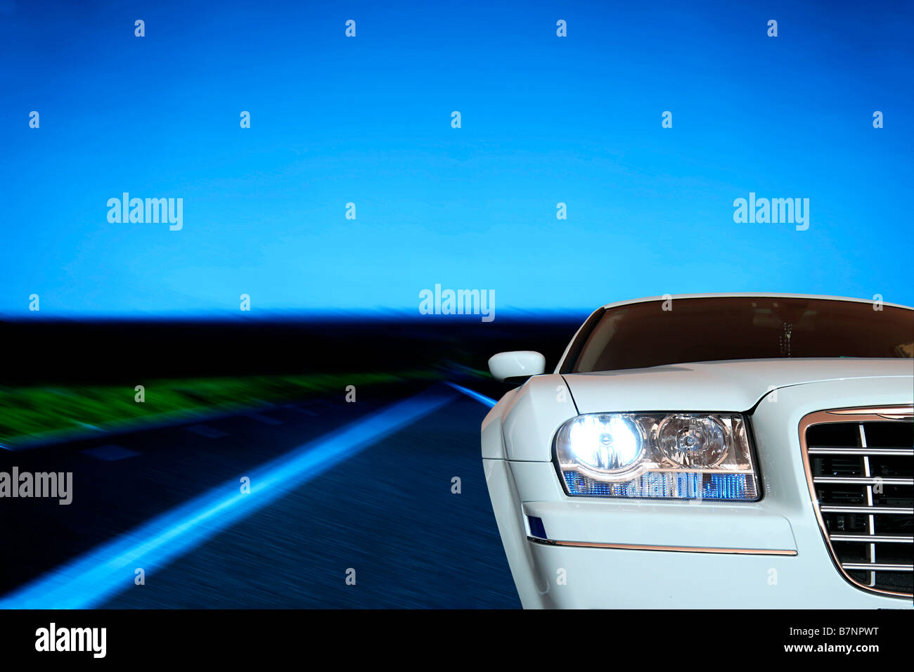 Car view from the front on the highway Stock Photo - Alamy