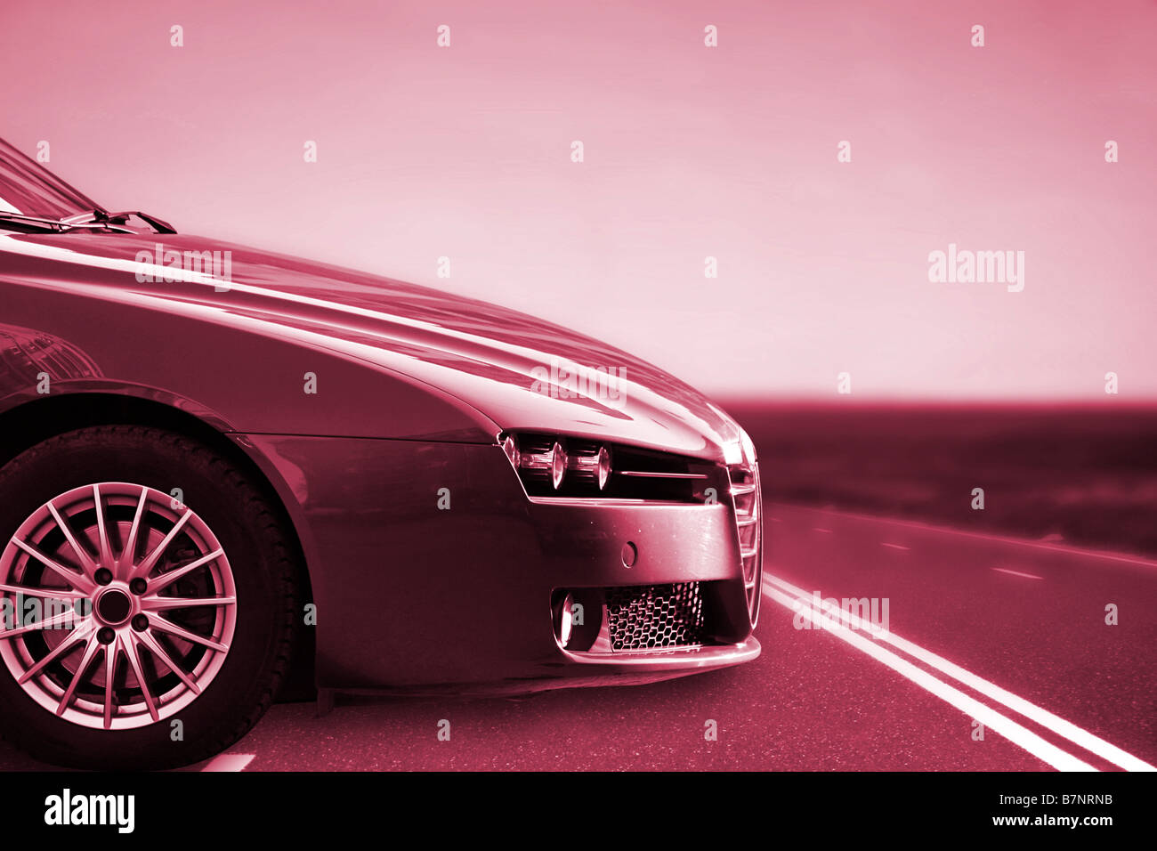Lateral view of a car on the highway Stock Photo - Alamy