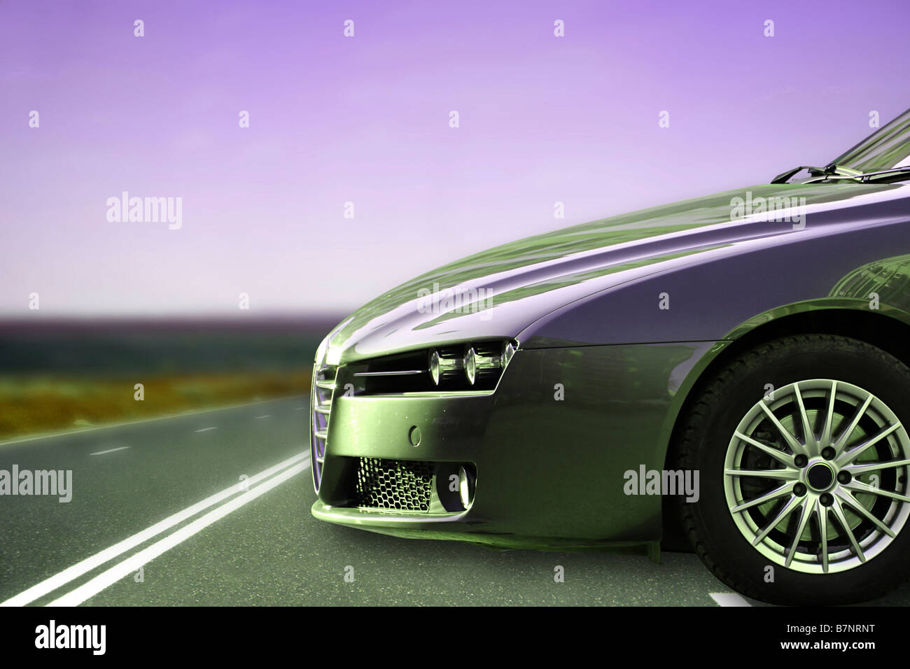 Lateral view of a car on the highway Stock Photo - Alamy