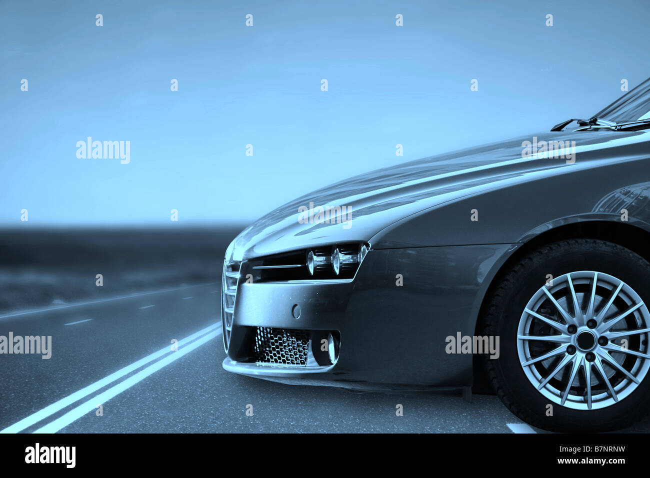 Lateral view of a car on the highway Stock Photo - Alamy