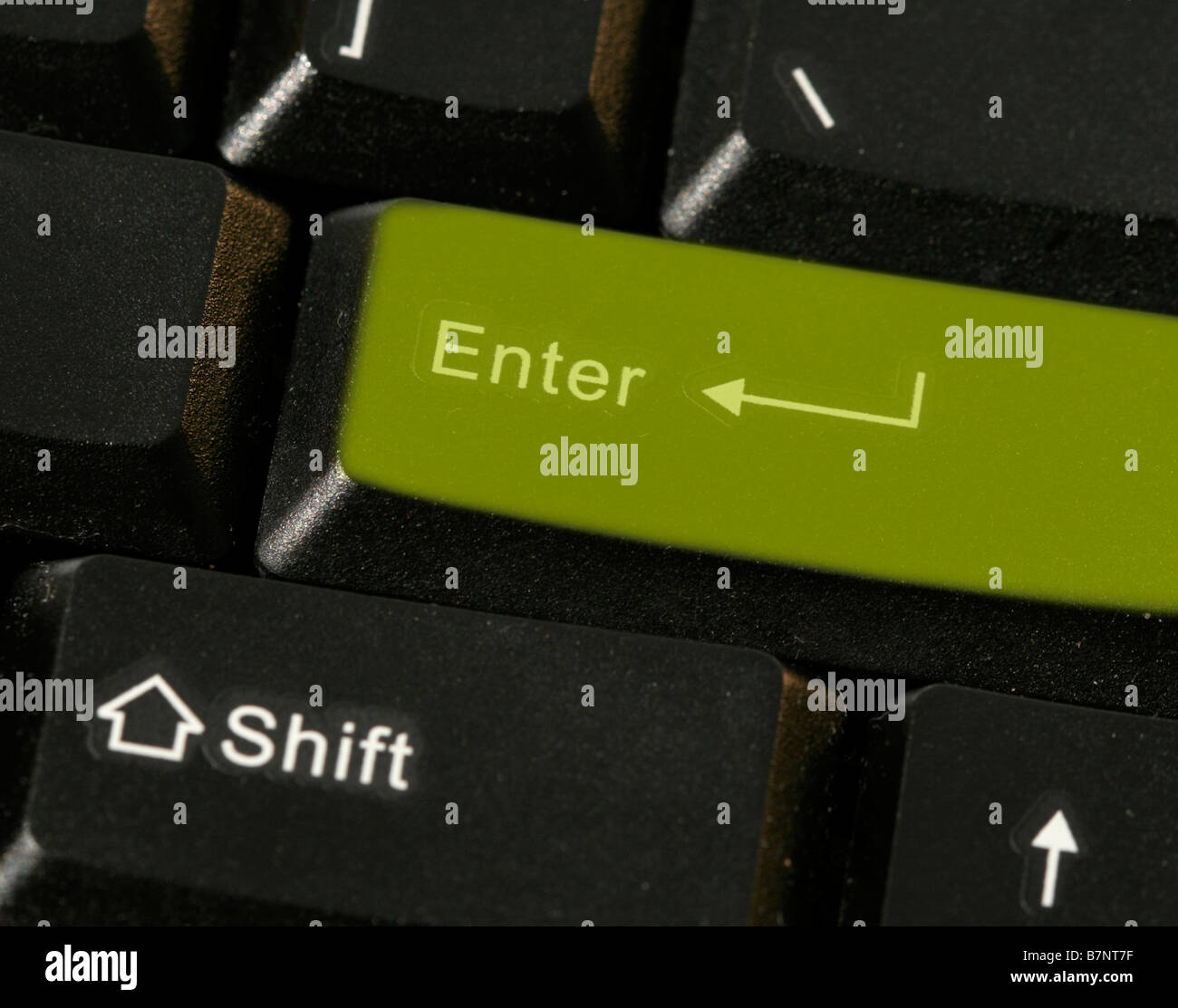 Close-up picture of a computer keyboard - green key enter Stock Photo ...