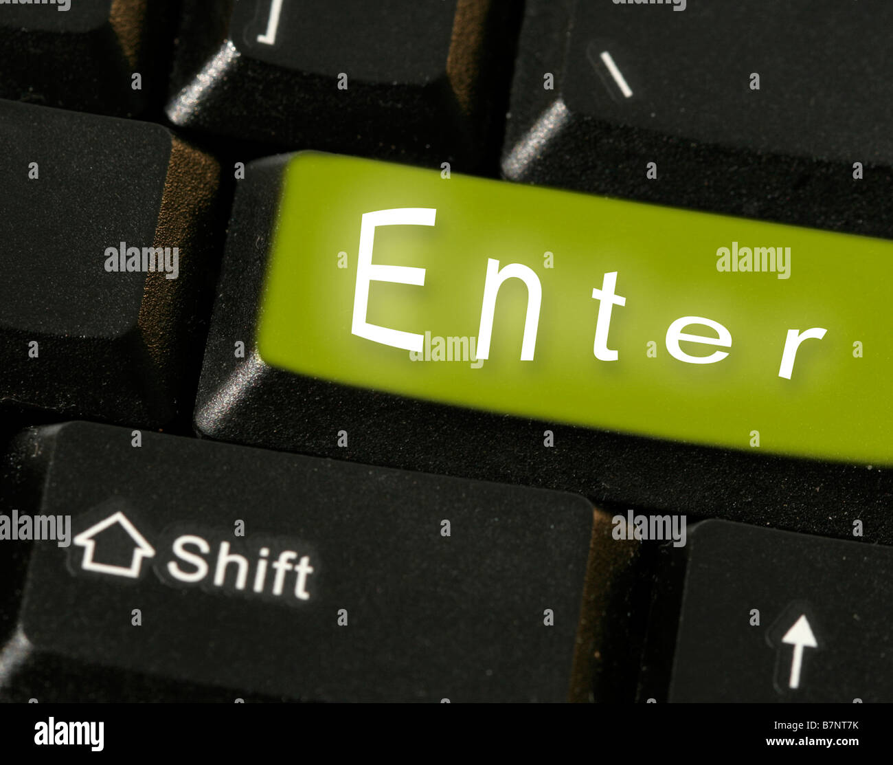 Close-up picture of a computer keyboard - green key enter Stock Photo ...