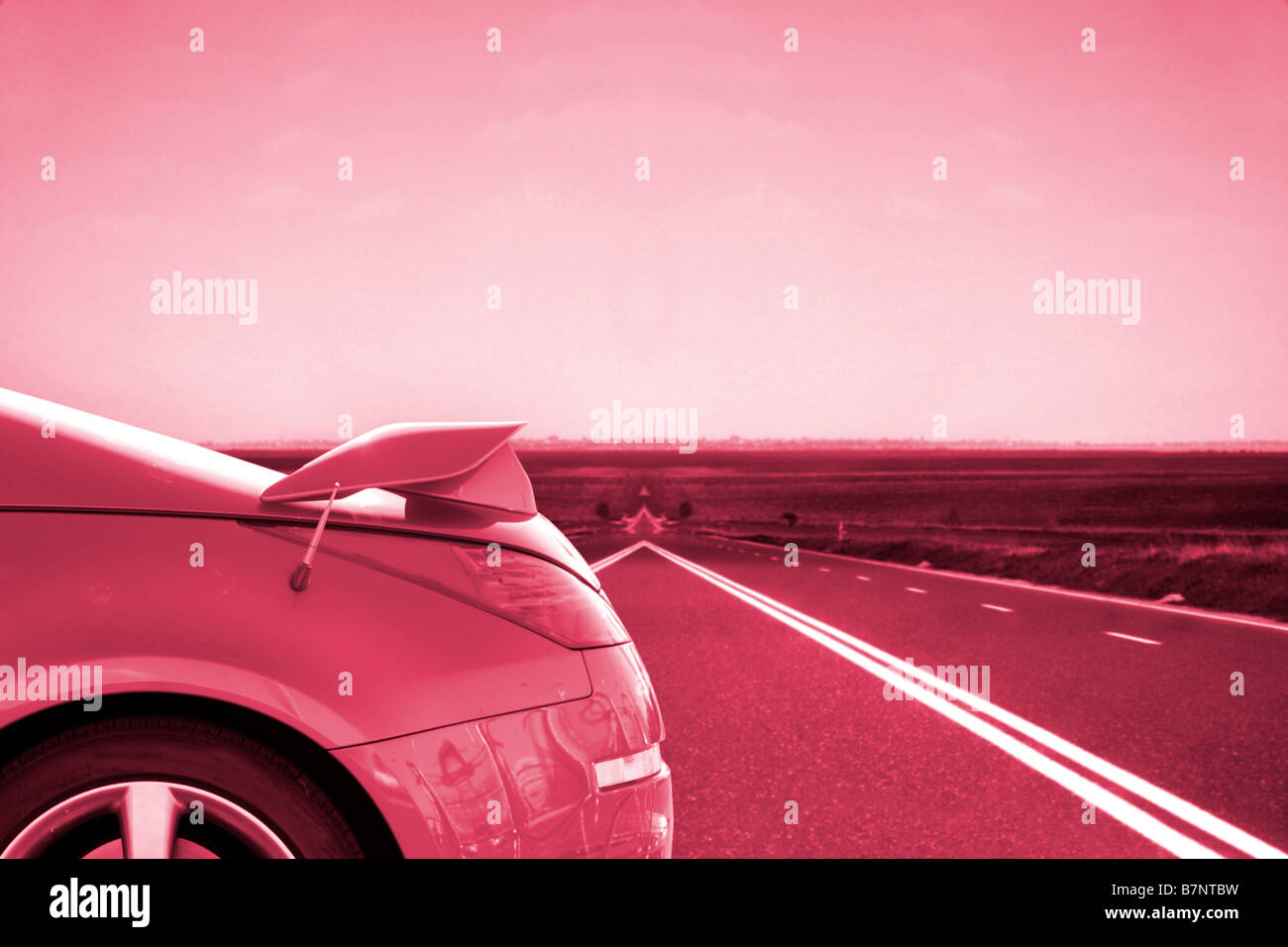 Car on the road view from the lateral Stock Photo - Alamy