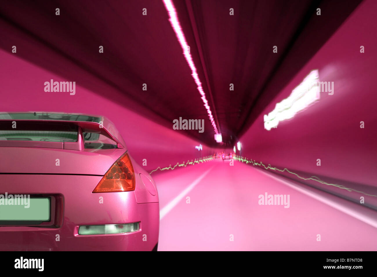 Car on the highway View from the back Stock Photo - Alamy