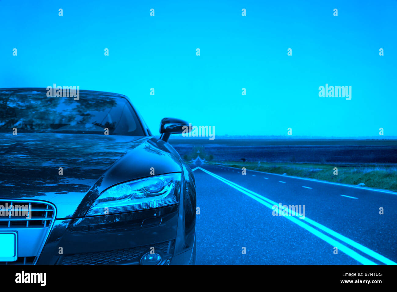 Car view from the front on the road Stock Photo - Alamy