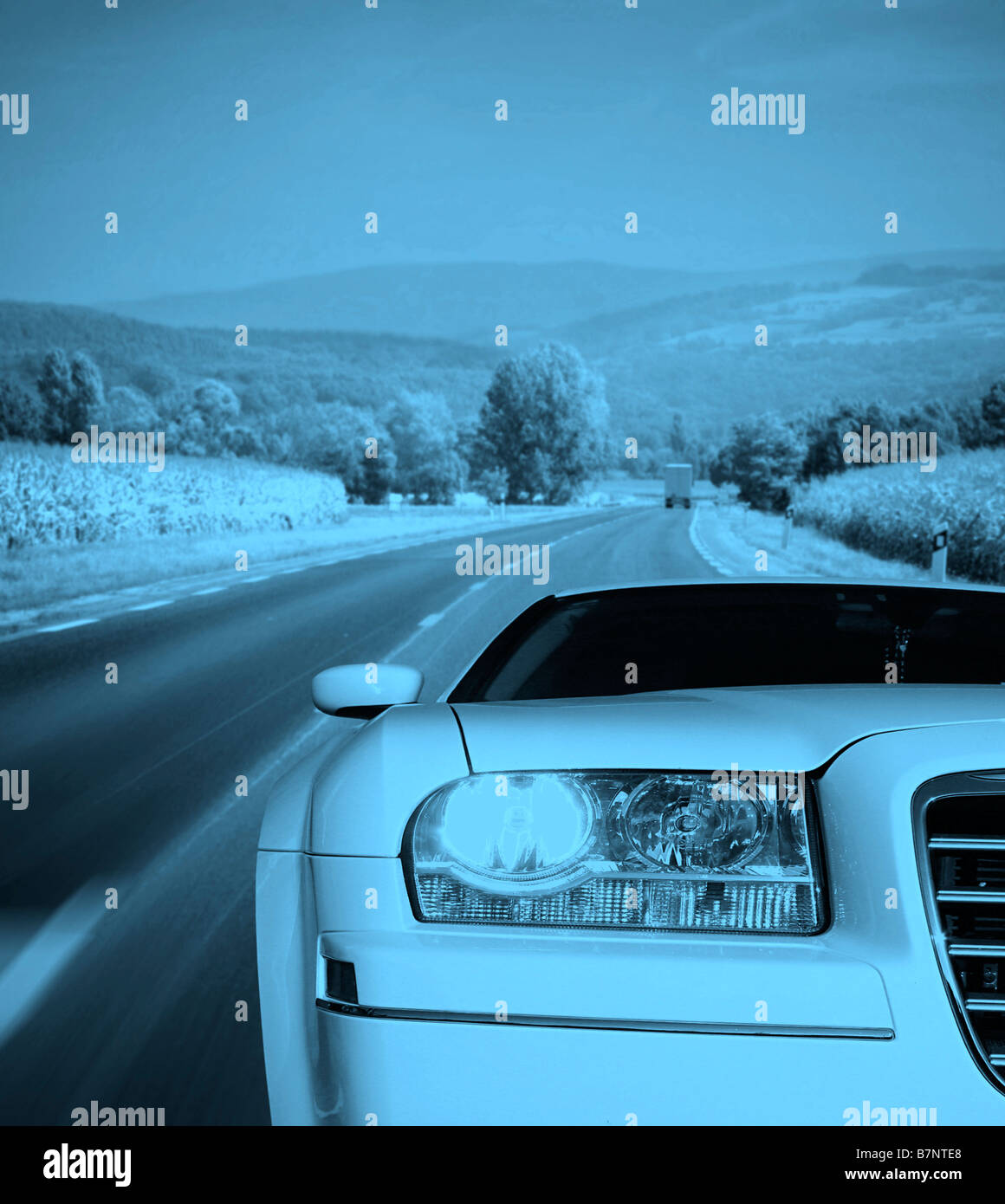 Car view from the front on the road Stock Photo - Alamy